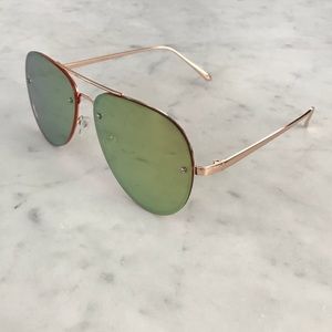Accessories | Pink Mirrored Aviator Rimless Sunglasses | Poshmark